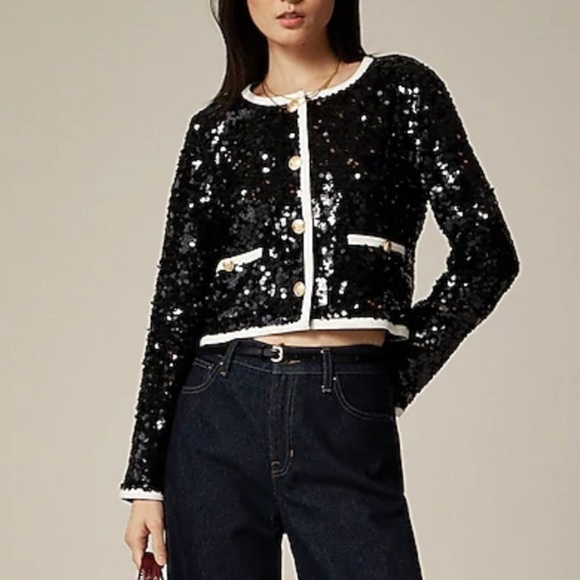 J. Crew | Jackets & Coats | J Crew Mariner Jersey Lady Jacket Black ...